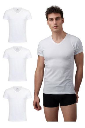 Burnell & Son T-Shirt Unterhemd Unterziehshirt mit Kurzarm und V-Ausschnitt aus Baumwolle (Packung, 3-tlg., 3er-Pack)