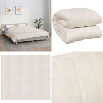 vidaXL Gewichtsdecke Hellcreme 200x220 cm 9 kg Stoff - Gewichtsdecke - Schlafdecke - Bettdecke - Daunendecke - Cremefarbene Decke - Home & Living