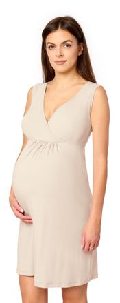 Merry Style Nachthemd Damen Schwangerschaft aus Viskose Stillnachthemd Elegante Nachtw&auml;sche Damen, Leicht, Atmungsaktiv und Hautfreundlich MS10-467 (Beige, XL)