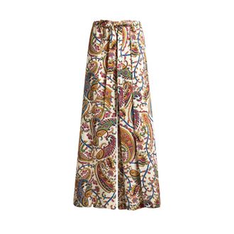 Etro Femme, Pantalons, Multicolore, Taille: 42 FR Beach Wide Leg Pants with Belt