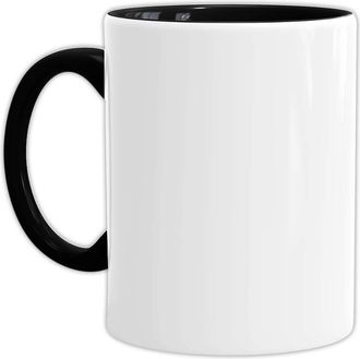 Tassendruck Bastel-Tassen ohne Druck zum Bemalen aus Hochwertiger Keramik Einzeln oder im Set/Mug/Cup/Becher/Pott - Innen & Henkel Schwarz 24er Set