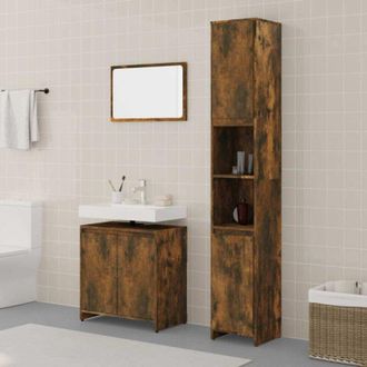 vidaXL Vidaxl - Ensemble de meubles de salle de bain 3 pcs Ch&ecirc;ne fum&eacute;