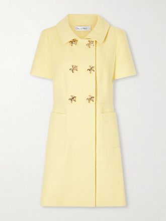 Oscar De La Renta Double-breasted Cotton-blend Tweed Mini Dress - Yellow