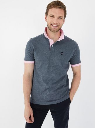 Eden Park Polo Gris En Coton Pima Avec D&eacute;tails Contrast&eacute;s Old Ref Pp