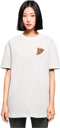 Merchcode Merchcode Womens MP0007868-Ladies Pizza Comic Boyfriend Tee T-Shirt, White, M