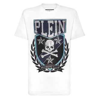 Philipp Plein Homme, Tops, Blanc, Taille: 3XL T-shirt Round Neck Skull&Bones