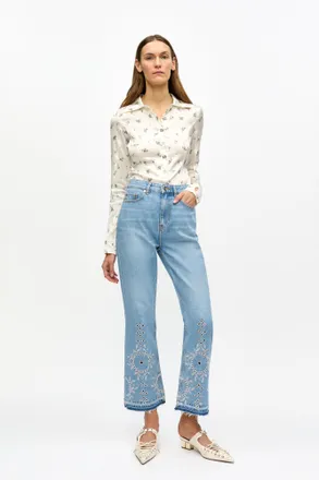 Ganni Jean Betzy à broderie anglaise Light Bleu Stone Coton - Taille 24