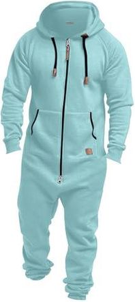 Generic Combinaison pour homme - Couleur pure - Automne - Hiver - Imprim&eacute; d&eacute;contract&eacute; - Fermeture &eacute;clair - Solide - Anniversaire, bleu clair, 3XL