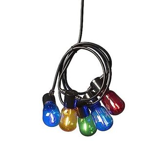 Konstsmide LED Biergartenkette, bunt, 20 bunte Birnen / 40 warm wei&szlig;e Dioden, 6V Au&szlig;entrafo, schwarzes Kabel - 2386-500