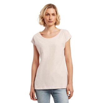 Build Your Brand Damen T-Shirt Ladies Wide Neck Tee, Farbe pink, Größe L