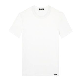 Tom Ford Homme, Tops, Blanc, Taille: M T-shirt en coton avec &eacute;cusson logo