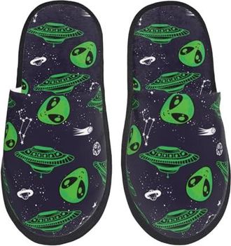 Generic Pantoufles Motif Cool Extraterrestre Vert Spatial Pantoufles En Coton Avec Semelle Caoutchouc Chaussons Antidérapantes DAffaire Pantoufles Pour La Mai