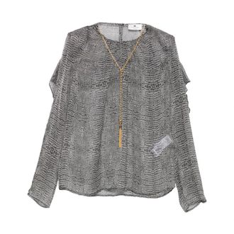 Elisabetta Franchi Oberteil mit Reptilienmuster - - Blouses & Shirts - Damen - Schwarzk - M