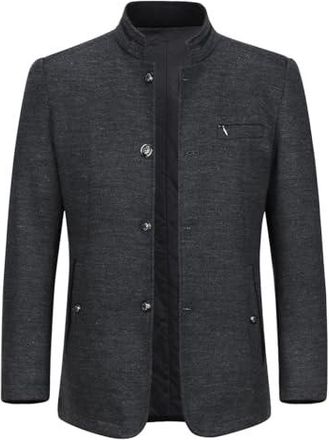 AlltheMen Manteau Homme dhiver Caban Court Slim Fit Col montant daffaires sans Repassage Casual Gris XXL