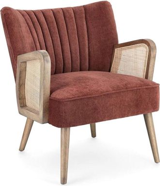 BIZZOTTO Bizzotto - Fauteuil crapaud 64x71x79 cm en tissu brique et rotin - virna