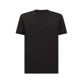 Dolce & Gabbana Schwarzes Besticktes Signature T-Shirt - - Tops - Herren - Schwarzk - S