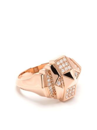 Statement bague en or rose 18ct pav&eacute; de diamants