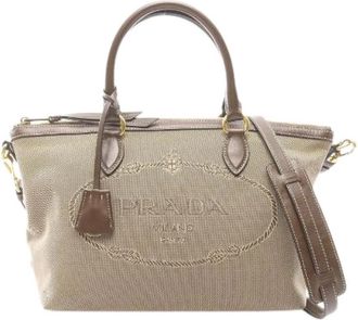 Prada Pre-owned Logo Jacquard 2Way Handbag - - Pre-owned - Damen - Beige - ONE SIZE
