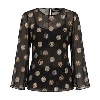 Dolce & Gabbana Blouse en soie satin&eacute;e - Femme - Blouses et Chemises - Noir - Taille: 40 FR