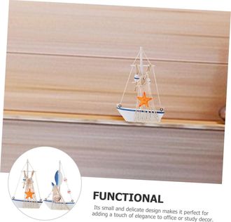 Cabilock 2 Stück Mediterranes Holz Segelboot Modell Miniatur Schiff Ornament Leichte Tischdekoration für Büro Wohnzimmer Party und Stilvoller Maritimer