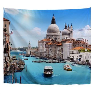 A.Monamour Wandteppiche Venedig Italien Stadt Wahrzeichen Canal Grande Und Basilika Santa Maria Della Salute Landschaft Kunst Print Stoff Wandbehang Wandkunst De