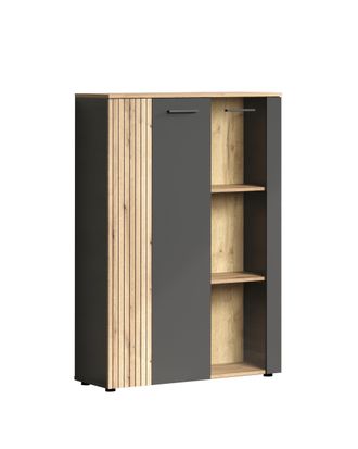 Trendteam Esteban - Sideboard - Anthrazit/Evoke Eiche - Vitrine mit 6 F&auml;chern - (BxHxT) 90 x 132 x 34 cm - 4 Einlegeb&ouml;den - kratzfest