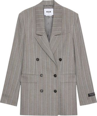 Msgm Msgm, Femme, Vestes, Gris, Taille: 42 FR Veste &agrave; Chevrons Ray&eacute;e