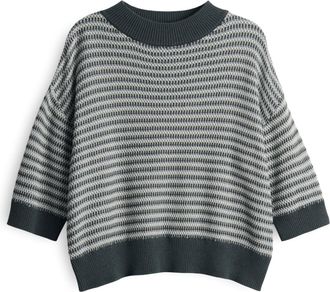 OPUS Damen Pullover | PEIPINA Regular mehrfarbiger Pullover aus BCI Cotton Mix deep Pine, S