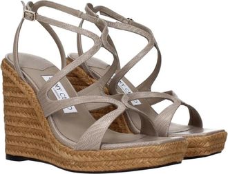Jimmy Choo London Femme, Chaussures, Gris, Taille: 37 1/2 EU Sandales compensées avec bride de cheville