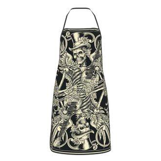 Generic Sch&uuml;rze Spielkarte Schwarzes Skelett Dunkel Wasserdicht Latzsch&uuml;rze Einfach Waterproof, Sch&uuml;rze Herren & Damen, F&uuml;r Hausarbeit, Restaurant, Caf&eacute;