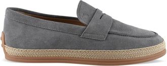 Tod's Homme, Chaussures, Gris, Taille: 40 1/2 EU Mocassins en Daim Orn&eacute;s de Raphia