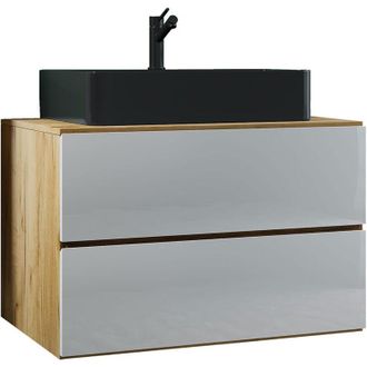 ebuy24 LendasBL Badm&ouml;belset 2 Teile Eiche dekor, wei&szlig;