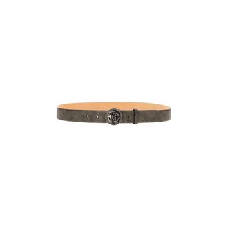 Roberto Cavalli Schwarzer Lederg&uuml;rtel mit Logoschnalle - - Accessories - Herren - Schwarzk - 115 CM