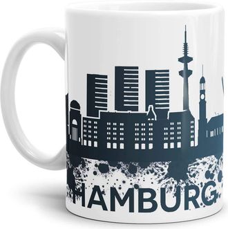 Tassendruck Hamburg-Tasse Skyline - Kaffeetasse/Mug/Cup - Qualität Made in Germany