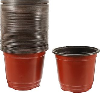 DOITOOL 50 Stück Kunststoff Pflanztöpfe Anzucht Klein Anzuchttöpfe Plastik Blumentopf 12cm Rund Kunststoff Anzuchttöpfe für Pflanzen Blumentöpfe für Sämlinge 