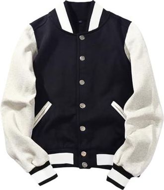 ORANDESIGNE Veste de Baseball Homme College Manteau Varsity Jacket Blouson Veste de Couple Unisexe Vintage Mode Basic College Sport Jacket Veste de Survêtement Ma