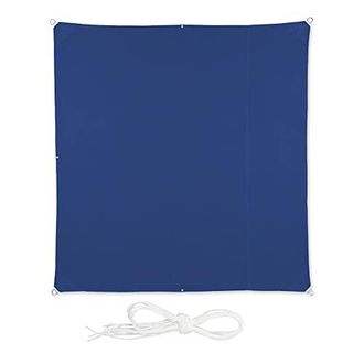 Relaxdays Sonnensegel Quadrat, 2 x 2 m, wasserabweisend, UV-best&auml;ndig, mit Spannseilen, Terrasse, Balkon, dunkelblau