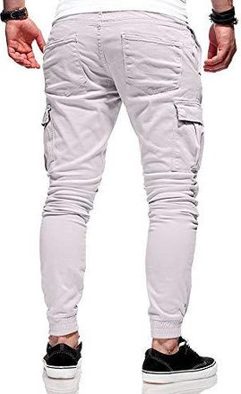 Generic Pantalon de jogging pour homme, long, uni, coupe universelle, en coton, stretch, avec poches, pour les vacances, la plage, le quotidien, taille &eacute;lasti