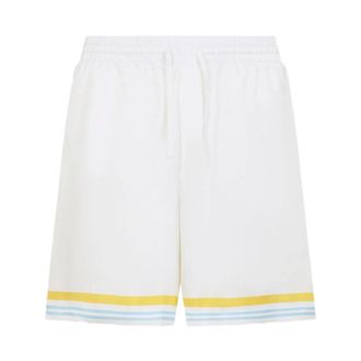 Casablanca Tennis Landscape Seidenshorts - - Shorts - Herren - Wei&szlig; - M
