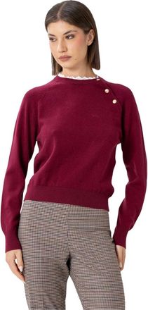 Kocca Femme, Pulls, Rouge, Taille: 38 FR Pull classique &agrave; manches longues et &agrave; volants