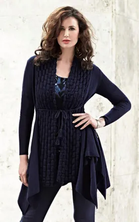 Passioni Cardigan mit lockerer Passform, Bindeg&uuml;rtel und drapiertem asymmetrischem Saum