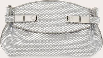 Ferragamo Damen Hug Umhängetasche Soft mit Kristallen (XS) Weiß