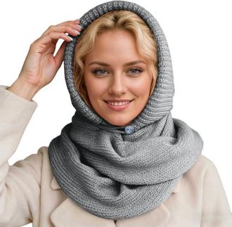 Generic Bonnet Femme Hiver Bonnet Femme Chapeau Femme Hiver Confortable Classique - avec &Eacute;charpe Int&eacute;gr&eacute;e Hiver, Cache-Oreilles Thermique, &Eacute;l&eacute;gant Et Pratique