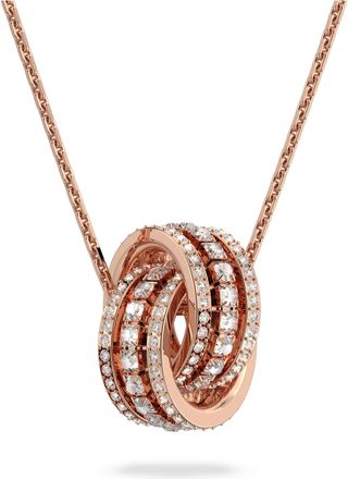 Swarovski Further Anhänger, Pavé, Verschlungener Reif, Weiß, Roségold-Legierungsschicht