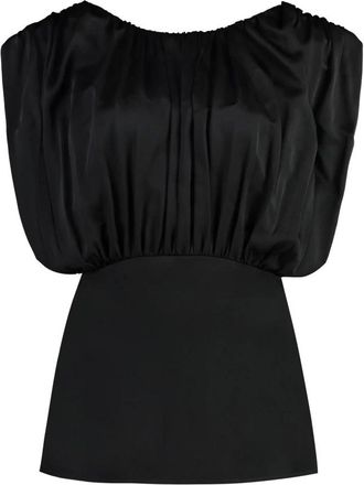 Jil Sander Femme, Blouses et Chemises, Noir, Taille: 40 FR Haut &agrave; Encolure Fronc&eacute;e