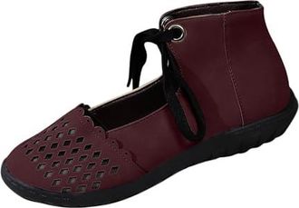 Generic Chaussures plates pour femme respirantes et creuses, couleur unie, &eacute;l&eacute;gantes, l&eacute;g&egrave;res, &agrave; lacets, antid&eacute;rapantes, confortables, pour la marche, les loi