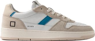 D.A.T.E. D.a.t.e., Homme, Chaussures, Multicolore, Taille: 45 EU Baskets en daim beige avec d&eacute;tails bleus