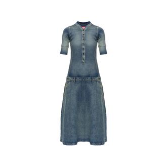 Diesel De-Anim-S Midikleid mit tief angesetzter Taille - - Dresses - Damen - Blau - L