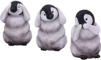 Nemesis Now U4921R0 See, Hear, Speak No Evil Kaiser Pinguin Küken Figuren, Grau, One Size