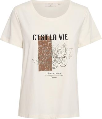 Cream Damen Womens, kurz&auml;rmlig, Bluse, Bedruckt, Regular Fit T-Shirt, Eggnog with Paisley, Small